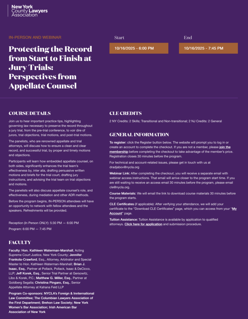 Protecting the Record from Start to Finish at Jury Trials: Perspectives ...